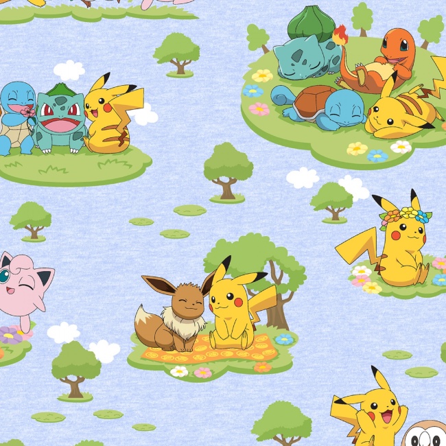 Pokemon Sky Blue Fabric - The Quilt Shop