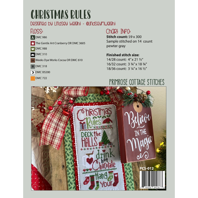 Primrose Cottage - Christmas Rules - Cross Stitch Pattern - The Quilt Shop