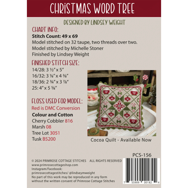 Primrose Cottage - Christmas Word Tree - Cross Stitch Pattern - The ...