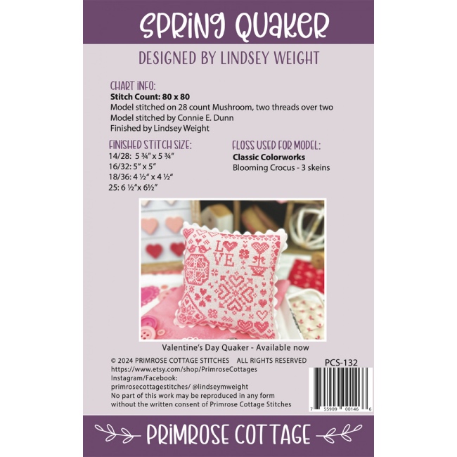 Primrose Cottage - Spring Quaker - Cross Stitch Pattern - The Quilt Shop