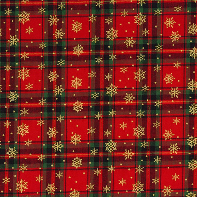 Red Plaid With Metallic Snowflakes - John Louden | The Quilt Shop
