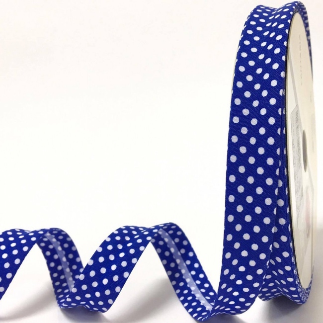 Royal Blue Spotty Bias Binding 18mm | The Quilt Shop