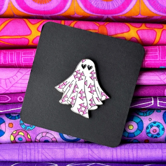 Pink Ghost Enamel Pin | The Quilt Shop