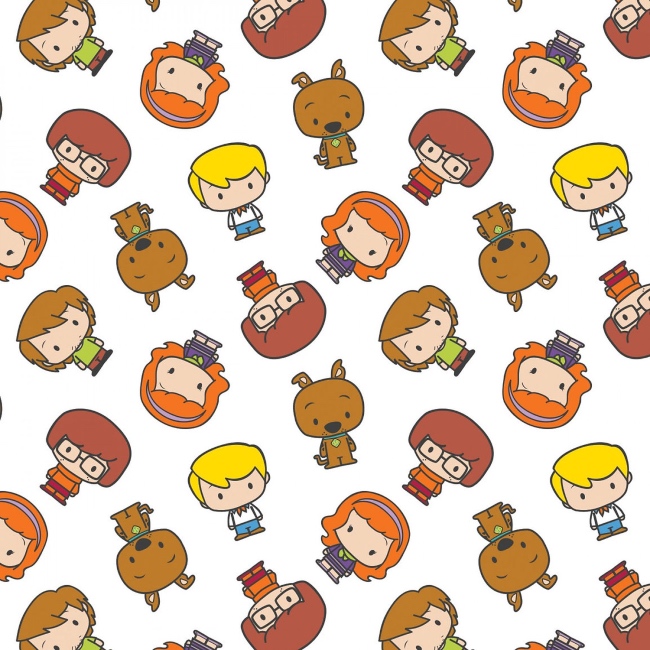 White Chibi Scooby Doo Gang Fabric | The Quilt Shop