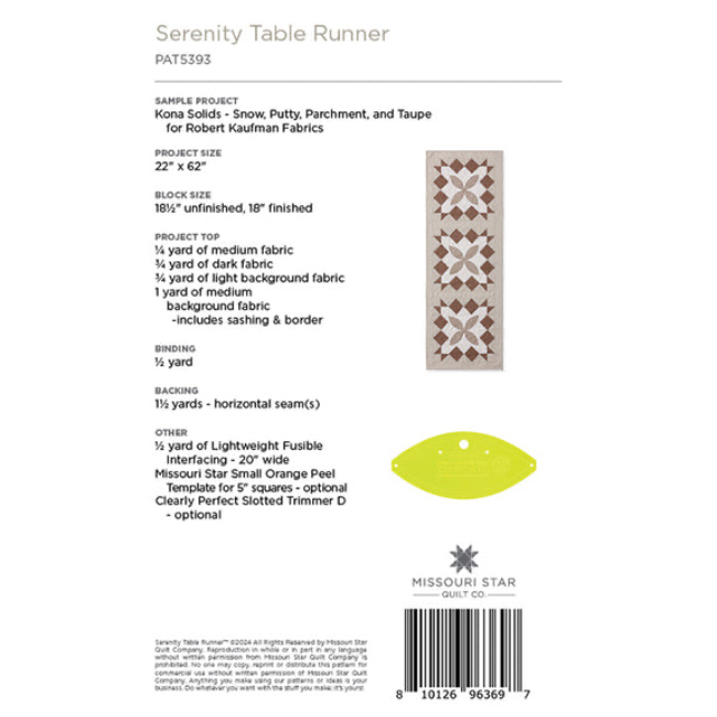 Missouri Star - Serenity - Table Runner Pattern - The Quilt Shop