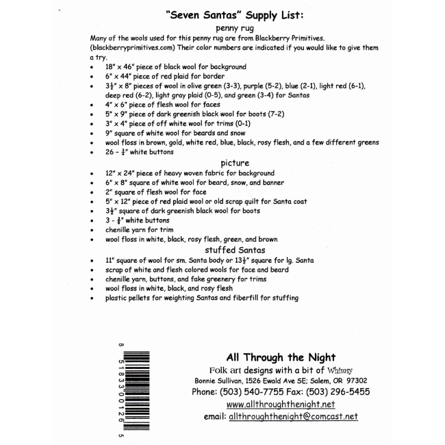 Seven Santas Pattern - All Through The Night | The Quilt Shop