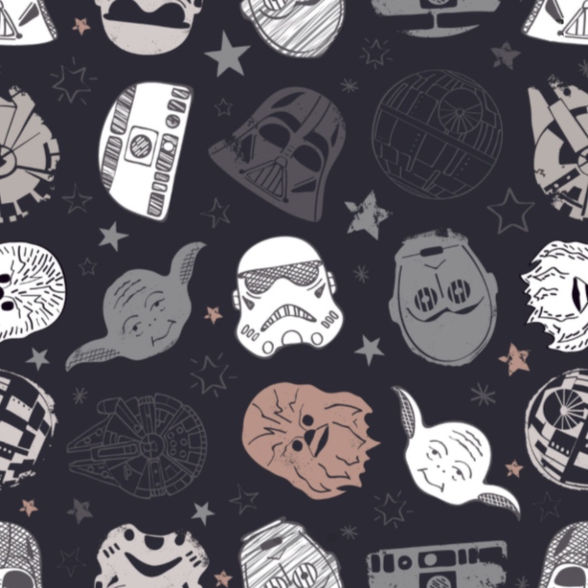 Star Wars Sketch Heads Black Fabric | The Quilt Shop