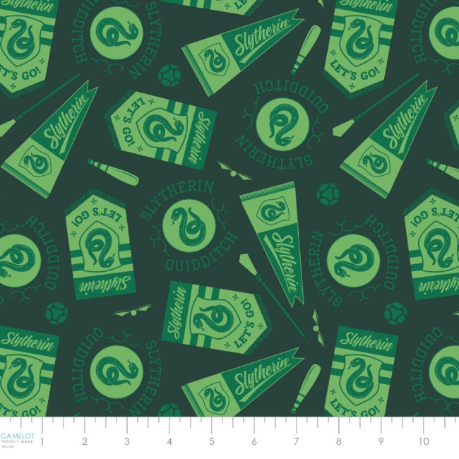 Slytherin Banners Dark Green - House Champions - Harry Potter Fabric ...