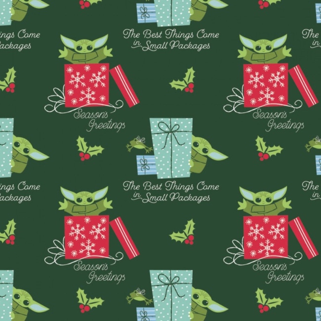 Star Wars Child Yoda Small Packages Christmas Fabric - Half Metre - The ...