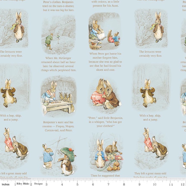 Story Time Blue - Peter Rabbit & Benjamin Bunny Fabric - Riley Blake ...
