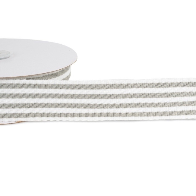 Grey and White Striped Webbing 38mm - The Quilt Shop