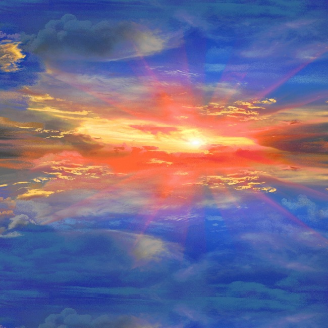 Sunset Poppies Sky Fabric - The Quilt Shop