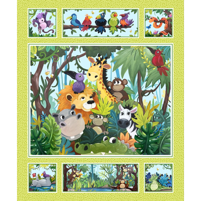 Susybee - Jungle Friends - Fabric Panel - The Quilt Shop