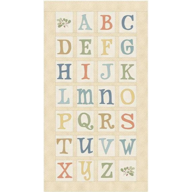 Tan / Multi ABC Alphabet Fabric Panel 24in - The Quilt Shop