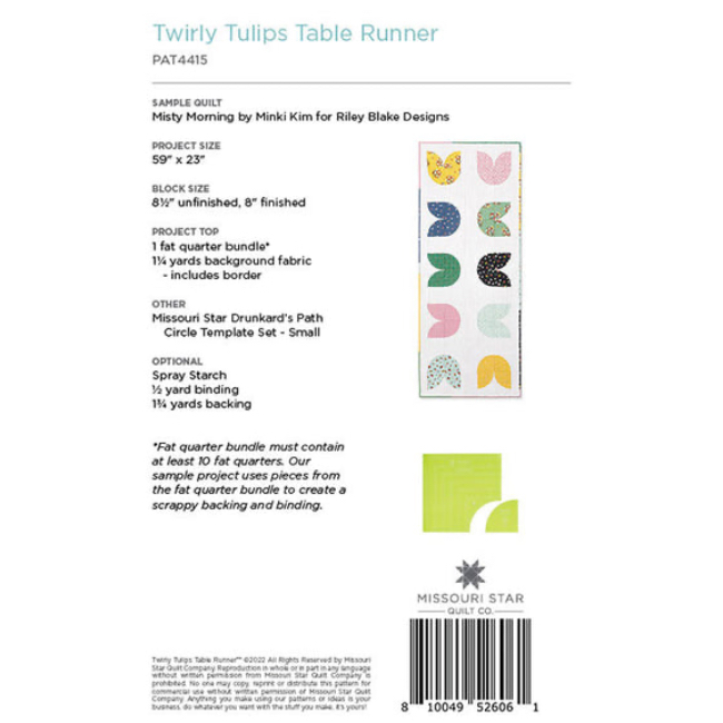 Missouri Star - Twirly Tulips - Table Runner Pattern - The Quilt Shop
