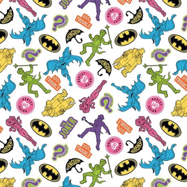 DC White Batman Vs Villains - The Quilt Shop