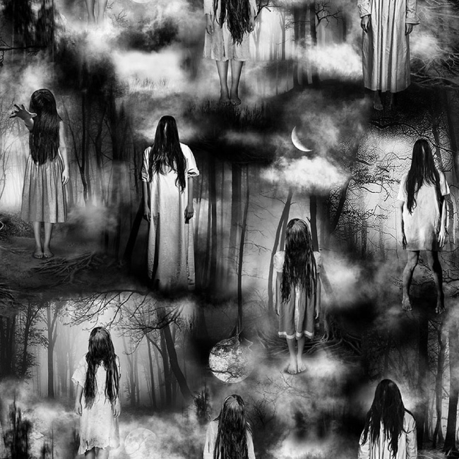 Wicked Creepy Ghost Girls Into The Woods Fabric | The Quilt Shop