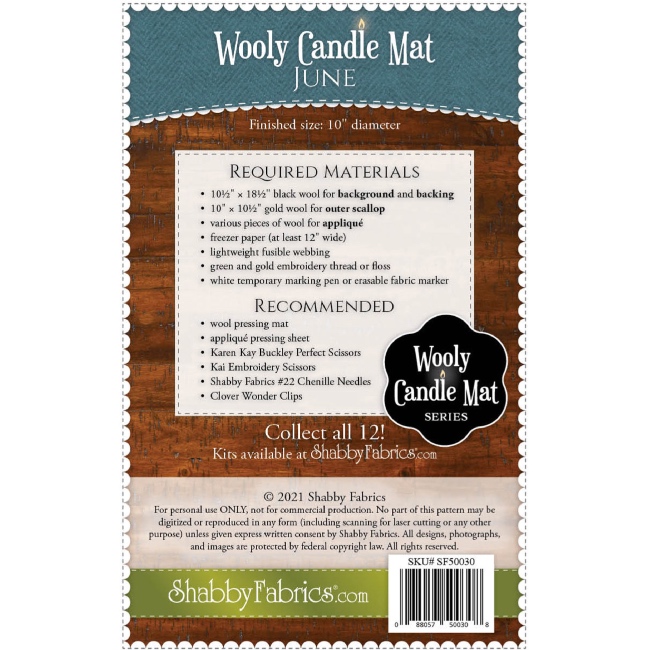Wooly Candle Mat - June Pattern - The Quilt Shop