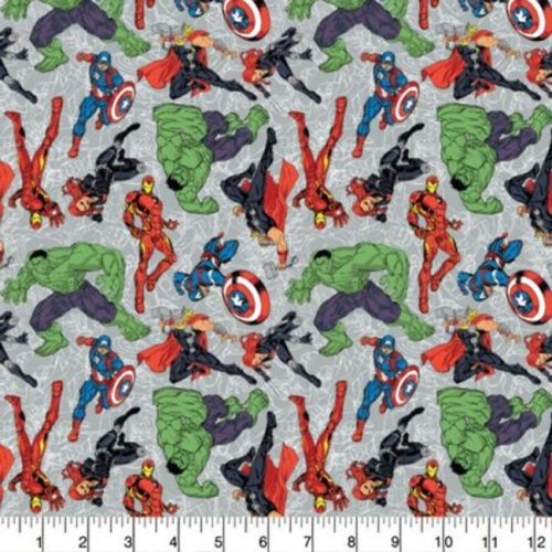 Marvel Heroes on Line Art Fabric - Grey | The Quilt Shop