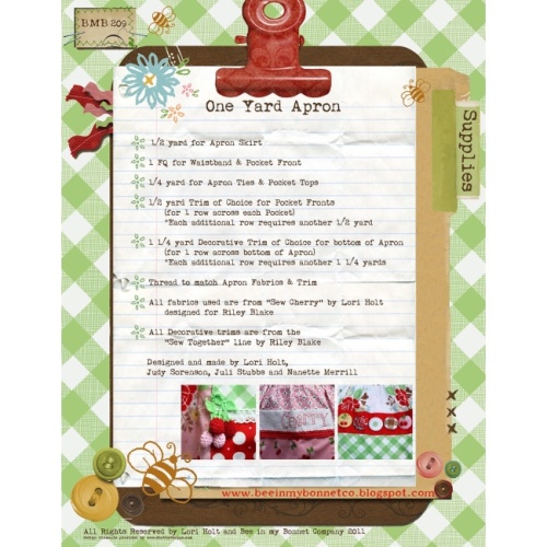 One Yard Apron Pattern - Lori Holt | The Quilt Shop