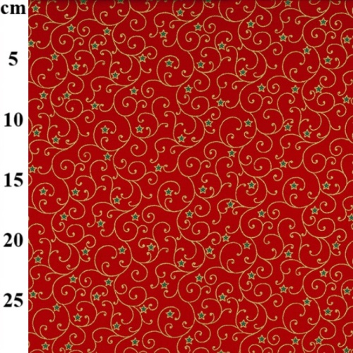 Red Christmas Fabric With Metallic Scrolls - John Louden | The Quilt Shop