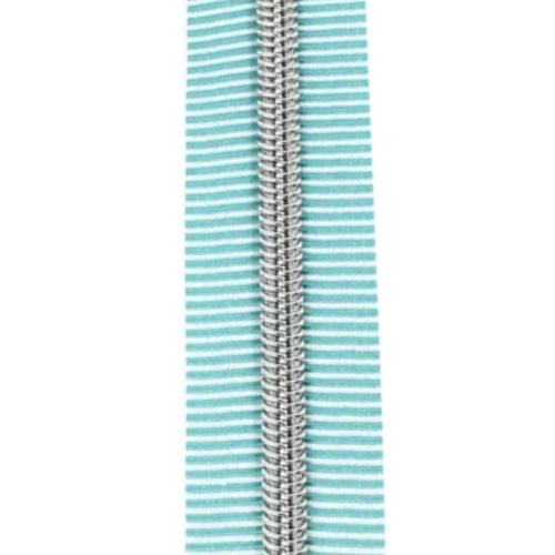 Silver Striped Nylon Size 5 Zipper with Pulls - Green | The Quilt Shop