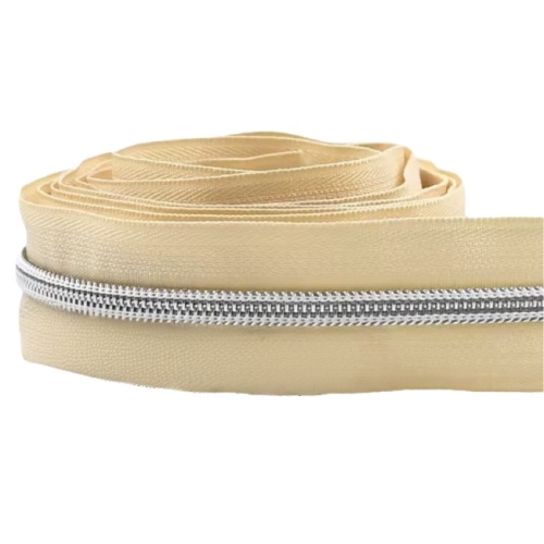 Silver Nylon Size 5 Zipper with Pulls - Light Beige - The Quilt Shop